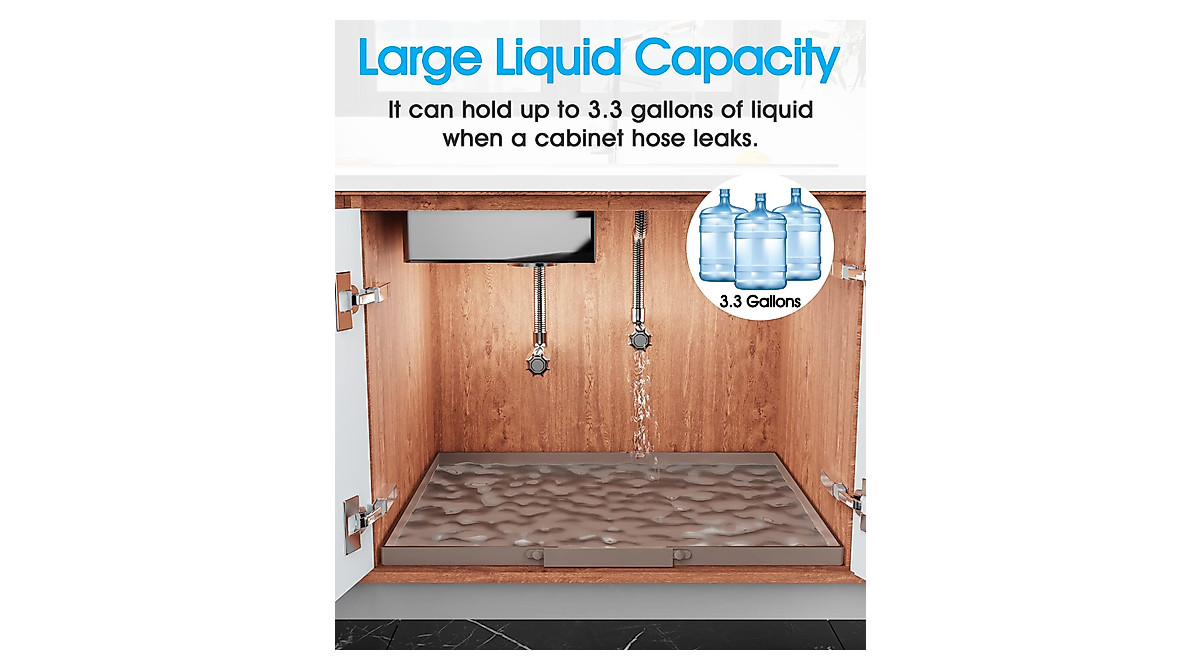 Waterproof Kitchen Sink Mat 34x22 Non-Slip Silicone Leak Protector