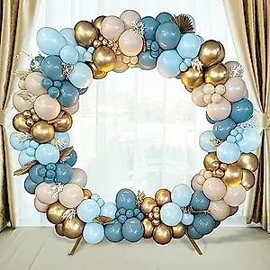 Dusty Blue Balloon Garland Arch Kit,152pcs Navy Blue Macaron Blue White Sand Chrome Gold Balloon for Baby Shower Birthday Wedding Party Supplies