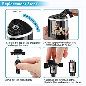 Aogwat Electric Pencil Sharpener Blade, Suitable for No.2/Colored Pencils(6-8mm)/School Pencil Sharpener/Classroom/Office/Home 4Pcs/Set（Black）