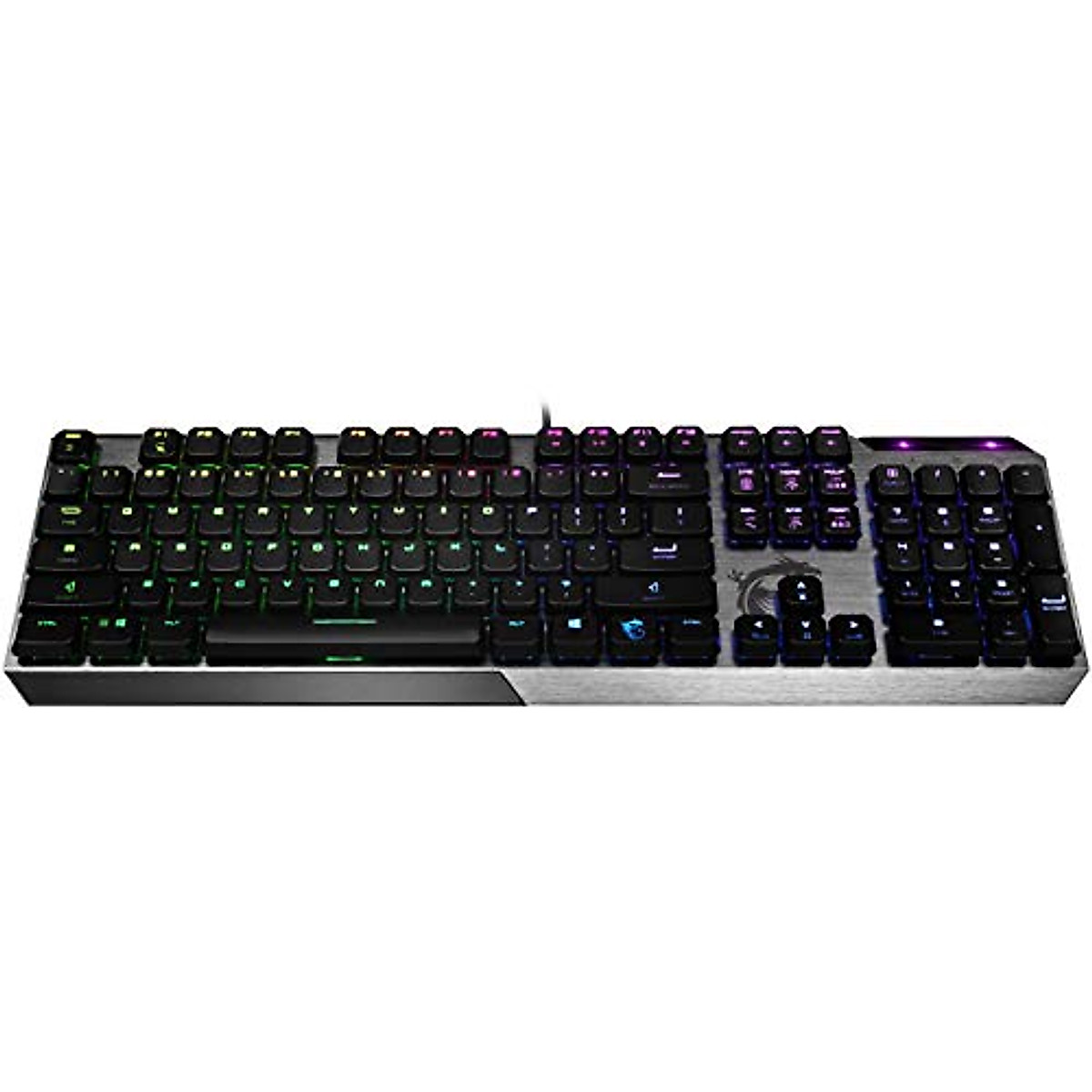 MSI Vigor GK50 Low Profile RGB Mechanical Gaming Keyboard, Kailh White Low Profile Switches, Brushed Aluminum Design, Ergonomic Keycap Design, RGB Mystic Light