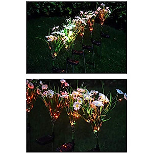 AMZSTAR Solar Lawn Light Flower Light 2 Pack 28LED Daisy Solar Garden Light,Outdoor Decoration Stake Lights,Waterproof Solar Landscape Light Statue lamp Garden Stakes Decorative,Lawn (White)