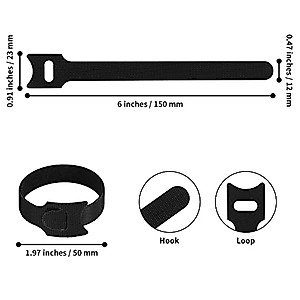 Vaincre 80PCS Cable Ties Reusable - 6 inches Wire Ties Adjustable Cord Ties Microfiber Cable Straps Cord Organizer Ties, Hook Loop Cable Management Ties for Organizing Home Office Cables