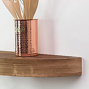 American Art Decor Large Rustic Round Oval Wood Decorative Floating Wall Mounted Shelf - Brown - 36" L x 3" H x 10" D