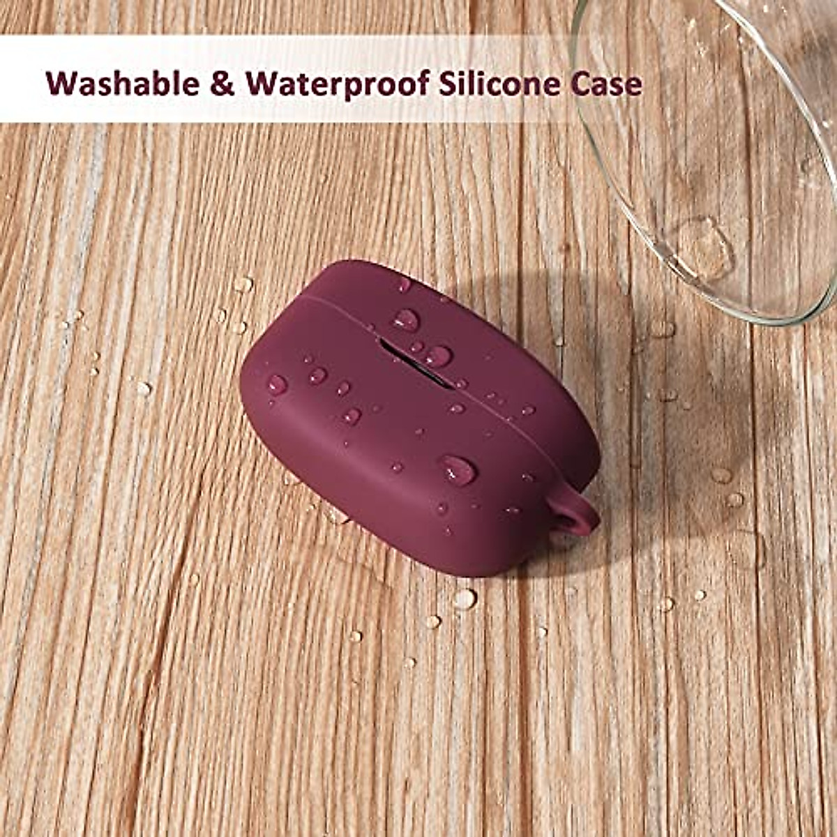 AIRSPO Case Compatible with Sony WF-1000XM4 Silicone Protective Skin Case Cover for Sony Wireless Earbuds (Burgundy)