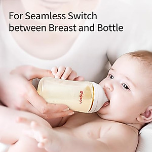 Pigeon PPSU Nursing Baby Bottle Wide Neck, Streamlined Body, Natural Feel, Easy to Clean, 8.1 Oz(Pack of 2), Includes 2pcs M Nipples (3m+)