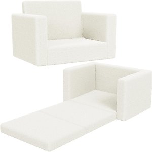YENING Washable Toddler Couches That Fold Out Kids Couch Bed with Removable Cover Foldable Baby Sofa Chairs Comfy Toddlers 1-3