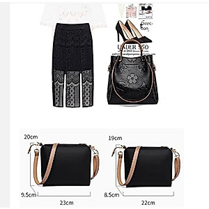 MMKJHNBHQ Women's Leather Tote Wallet, Casual Top Handle Bucket Crossbody Travel Shopping Shoulder Bag (Black)