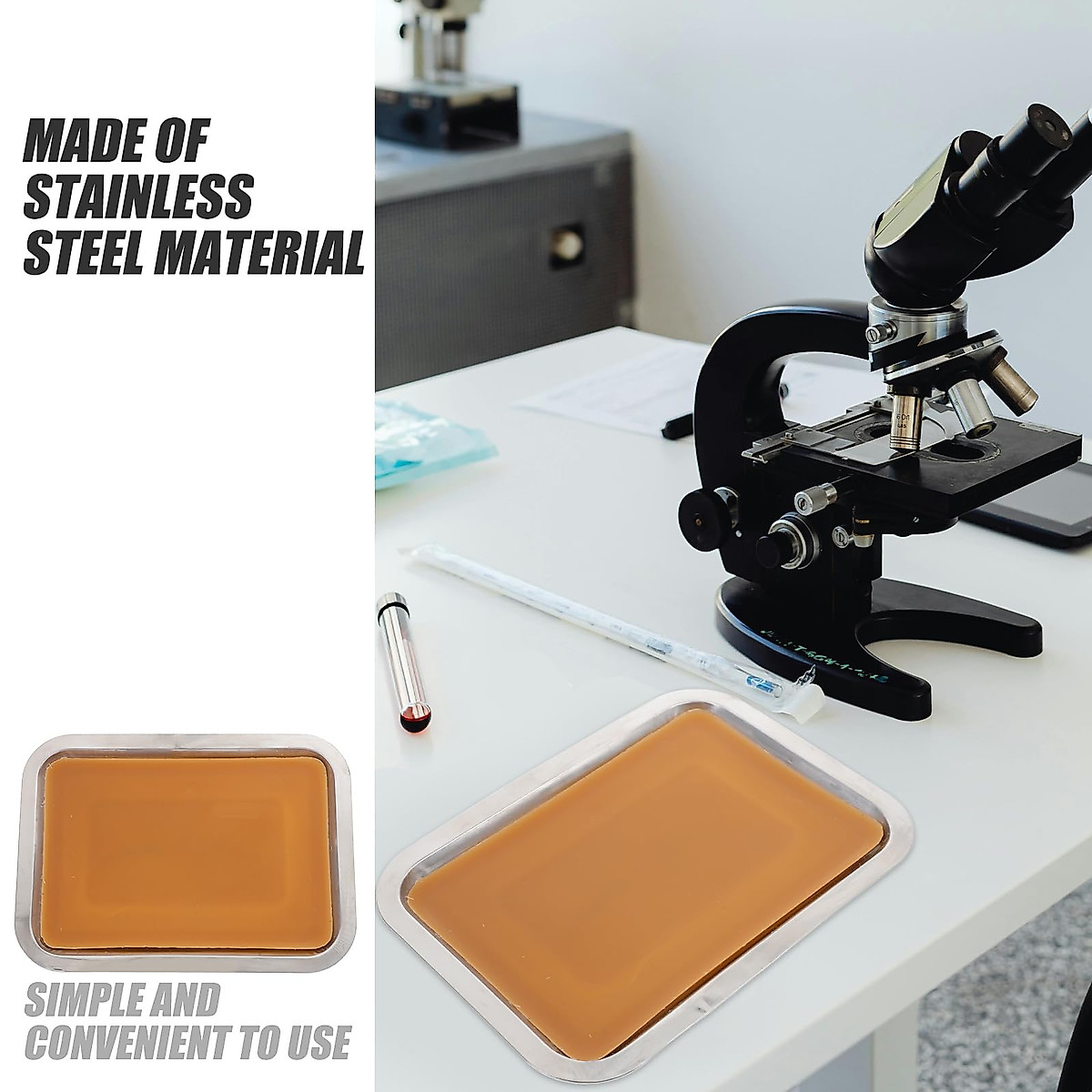 UKCOCO Wax Dissection Tray - Stainless Steel Dissecting Tray Biological Laboratory Equipment for Junior Senior School (18x25cm)