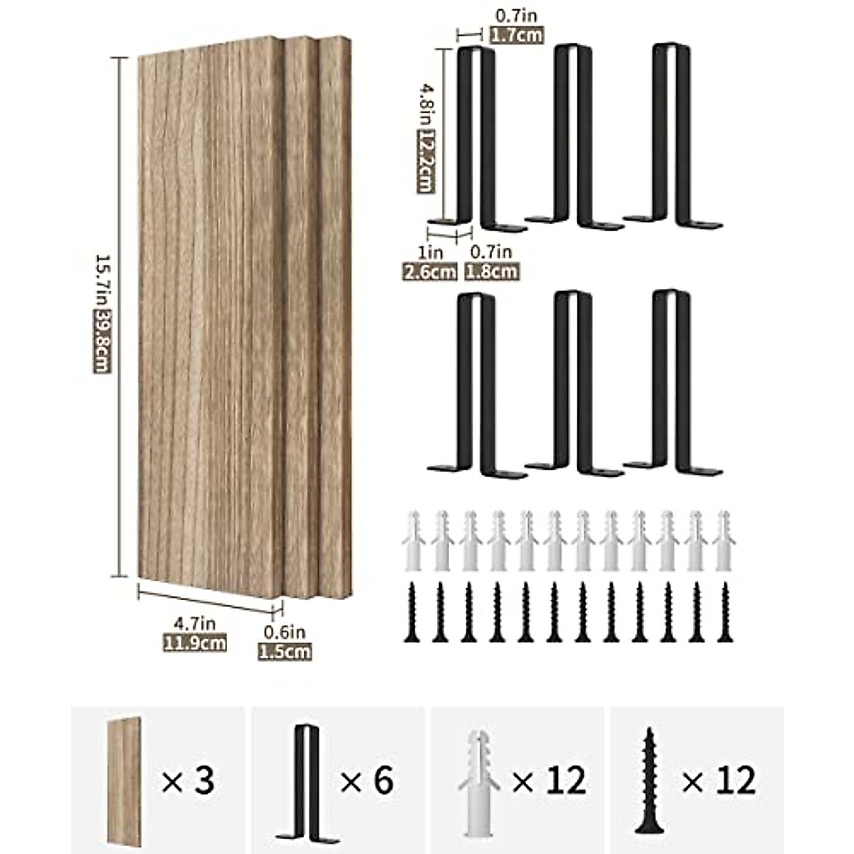 Gronda Floating Shelves Natural Wood Set of 3, Rustic Solid Wood Floating Shelves Wall Mounted Floating Bookshelves Farmhouse Wooden Wall Decor Wall Shelves for Bathroom Living Room Bedroom Kitchen