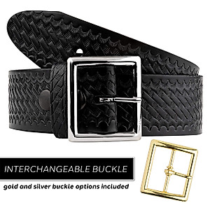 Perfect Fit Leather Basket Weave 1.75 Garrison Belt, Tactical First Response Police & Security, Black