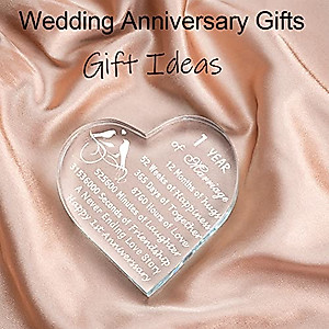 IFOLAINA 1 Year of Marriage Gift 1st Wedding Anniversary Crystal Heart Gift for Her Keepsake Decoration Gifts for Couple Him Her Husband Wife - 1 Year
