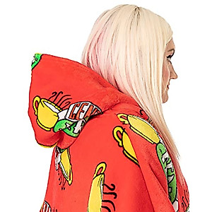 Friends Central Perk Vuddie Oversized Blanket Hoodie Women Ladies Red Fleece One Size