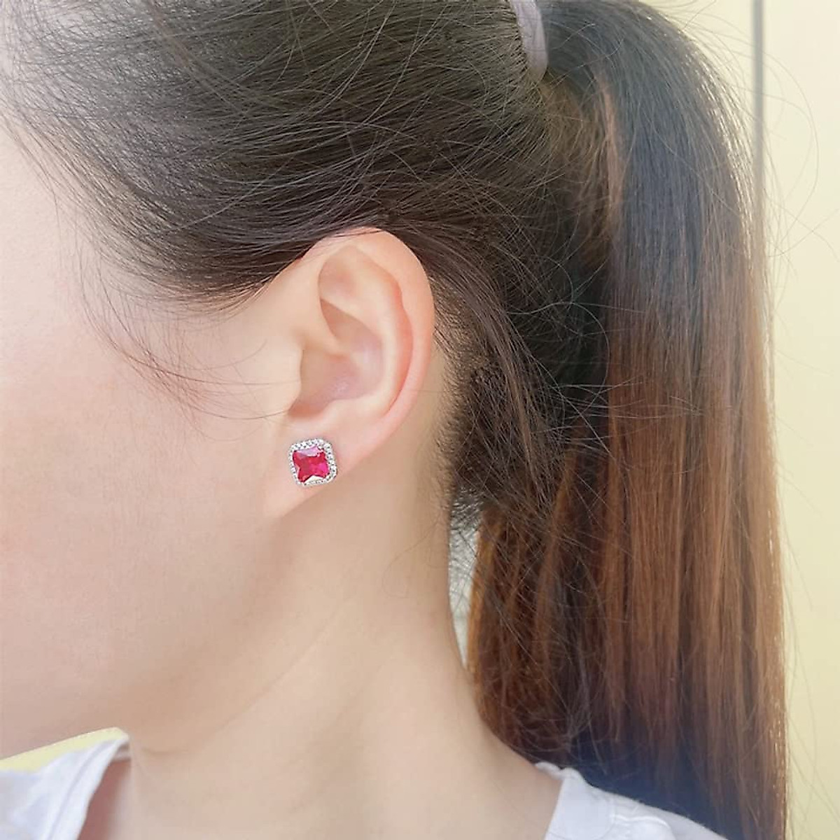 CHERUBIC Women's 925 Sterling Silver Stud Earrings AAA Cubic Zircon Square Halo Stud Earrings Crystal Jewelry Gift For Women