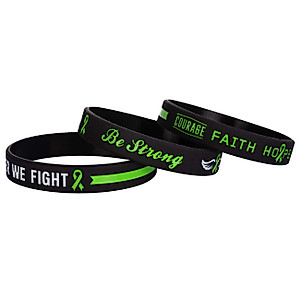 Sainstone Green Awareness Ribbon Silicone Bracelets with Saying - Mental Health Awareness Bracelet - Green Cancer & Cause Ribbon Wristbands Gifts for Men Women, Patients, Family Friends (3-Pack)