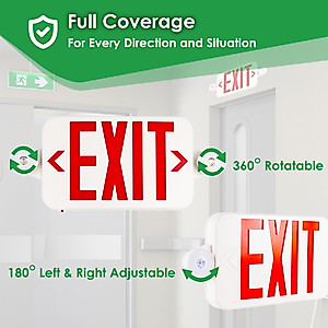 GRUENLICH LED Exit Sign Combo with Emergency Lights, Adjustable Heads and Double Sided, Battery Backup, UL 924 Qualified, AC 120-277V, Commercial Emergency Exit Light for Business- 1 Pack