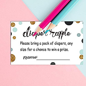 50 Fashion Diaper Raffle Tickets for Baby Shower Invitation Inserts, Baby Shower Game Cards.