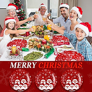 100 Pcs Christmas Paper Plates Santa Claus Snowflake disposable Plates 50 Pcs 9 Dinner Plates 50 Pcs 7 Dessert Plates Red and White Round Christmas Plates Decorative Plates for Xmas Christmas Party