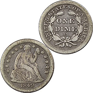 1849 O Seated Liberty Dime VF Very Fine 90% Silver 10c SKU:I911