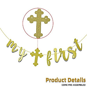 My First Holy Communion Banner, First Holy Communion Decorations (Gold)