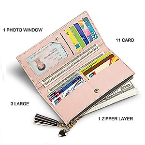 FFpaw Wallet Women RFID Blocking Small Womens Wallet Leather Slim Phone Clutch Long Coin Purse Travel Zipper Pocket Credit Card Holder for Women Ladies