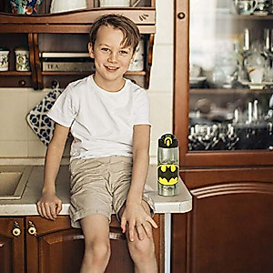 Zak Designs DC Comics Dinnerware 3 Piece Set Includes Plate, Bowl, and Water Bottle, Non-BPA, Made of Durable Material and Perfect for Fans (18/8 Stainless Steel, Batman)