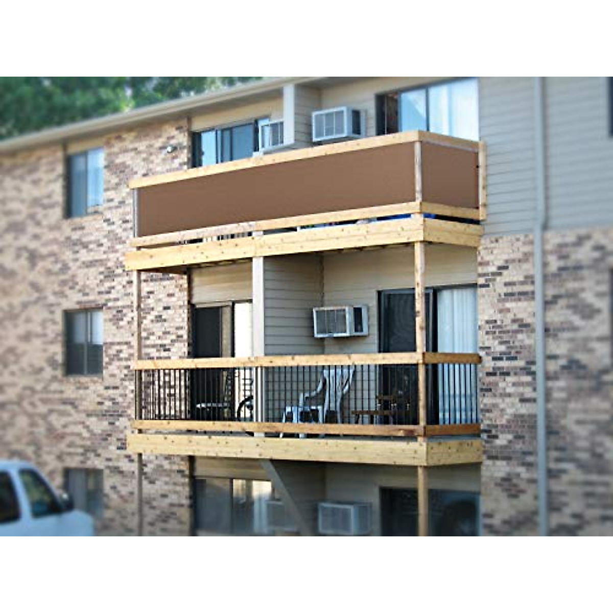 Eden's Decor Balcony Privacy Screen Fence Brown 2'6"x 15' Privacy Screen Mesh UV Protection Weather-Resistant for Patio, Deck, Porch, Railing, Gardening Custom