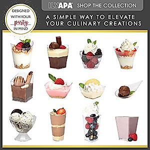 Ilyapa 5 oz Small Plastic Dessert Cups with Spoons - 40 Dessert Shooters for Chocolate Desserts, Appetizers, Dessert Samplers, Dessert Shot Glasses & More