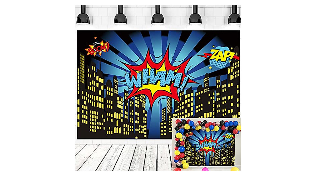 Superhero City Photo Booth Backdrop for Birthday & Events