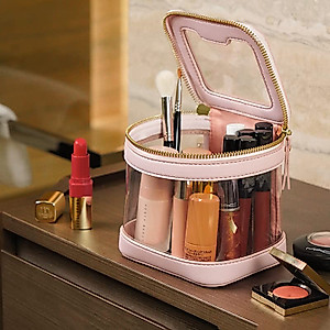 BEGIN MAGIC Clear Makeup Case Small Cosmetic Bag Lipstick Organizer Bag Waterproof Portable Transparent Storage Makeup Train Case Toiletry Bag