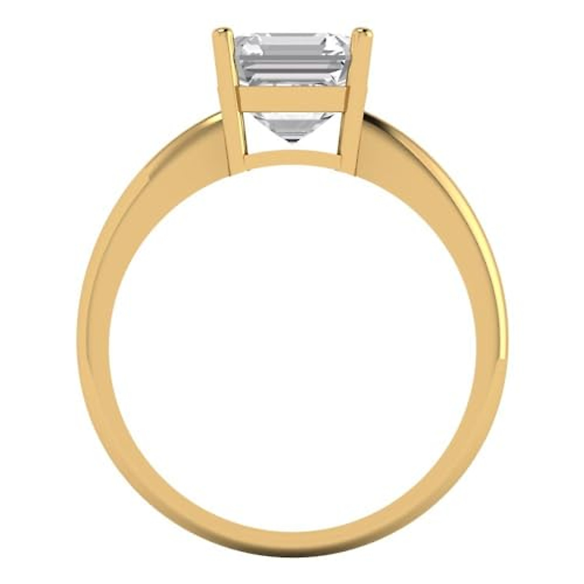 Clara Pucci 2.0 ct Asscher Cut Solitaire Moissanite Engagement Wedding Bridal Promise Anniversary Ring 18K Yellow Gold Size 8