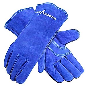 Galeton 2882 Blue Thunder Premium Leather Welders Gloves, Fully Lined, Medium Heat Protection, Large, Blue, (Pack of 12)