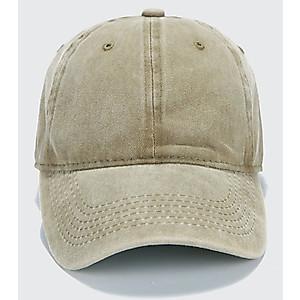 Edoneery Men Women Baseball Cap-Low Profile Adjustable Washed Cotton Golf Dad Hat Khaki