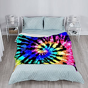 Boho Tie Dye Blanket 60" x 80" Hippie Rainbow Mandala Spiral Rainbow Super Soft Bedding Fleece Throw Blanket Luxury Bed Blanket Sofa Living Room Bedroom Warm Lightweight for Kid Baby Adults
