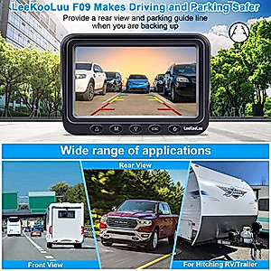 LeeKooLuu Wireless Backup Camera HD 1080P Waterproof Truck Car Mini-RV Back Up Camera System Travel Camper Rear View 5'' Monitor Night Vision Two Channels Digital WiFi Signals F09