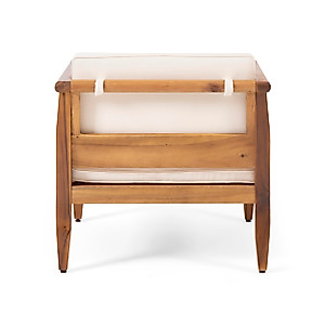 Christopher Knight Home Anton Outdoor Club Chairs with Cushions-Acacia Wood-Teak/Cream, 30 "W x 29.25 "D x 26.5 "H