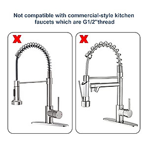 Pre Rinse Sprayer Commercial Sink Sprayer Head,1.42GPM Spray Valve Dish Sprayer Nozzle with Ergonomic Handle, Commercial Faucet Parts for Commercial Kitchen Faucet,Chrome Finished（Black）