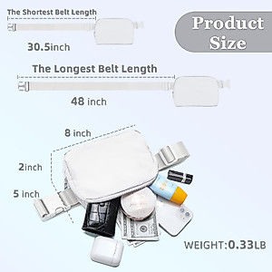 HVJCEZ Belt Bag for Women Men, Fashion Crossbody Fanny Packs Waterproof Mini Waist Bag Bum Bag with Adjustable Strap for Running, Hiking, Walking and Travel White
