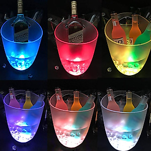 PeSandy LED Ice Bucket, 4L Large Capacity Wine Ice Bucket Drink Containers with Multi Colors Changing for Party/Home/Bar, Waterproof Champagne Retro Wine Drink Beer Beverage Ice Bucket Battery Powered