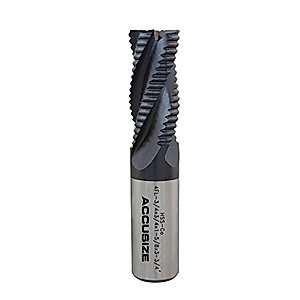 Accusize Industrial Tools Standard Tooth M42 8% Cobalt Tialn Roughing End Mill, 3/4'' by 3/4'' by 1-5/8'' Flt Length, 1102-0034