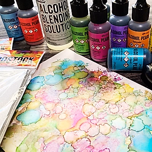 Ranger Alcohol Blending Solution (2-Ounce) and Pixiss Alcohol Ink Blending Solution Tools for Blending Your Inks on Yupo Paper