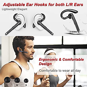 EUQQ Bluetooth Headset for Mobile Phones Bluetooth Earpiece Wireless with Charging Case 10 Hrs HD Talktime Built-in Dual Mic Noise Cancelling Wireless Headset Earphone for Office Business