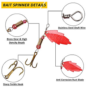 Fishing Lures Kit Rooster Bait Tail Lures Spinner Baits Trout Lures Spoon Lures Hard Metal Bait Crankbaits Spinner Lures Fishing Lures for Pike Bass Trout Salmon Crappie Walleye Fishing