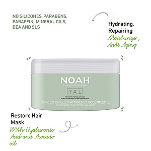 NOAH for your natural beauty Restore Hair Mask, 6.76 fl.oz - Hydrating, Anti Aging Hair Mask with Hyaluronic Acid, Avocado Oil, Coconut Oil extracts, Paraben Free, Deep Hair Conditioner
