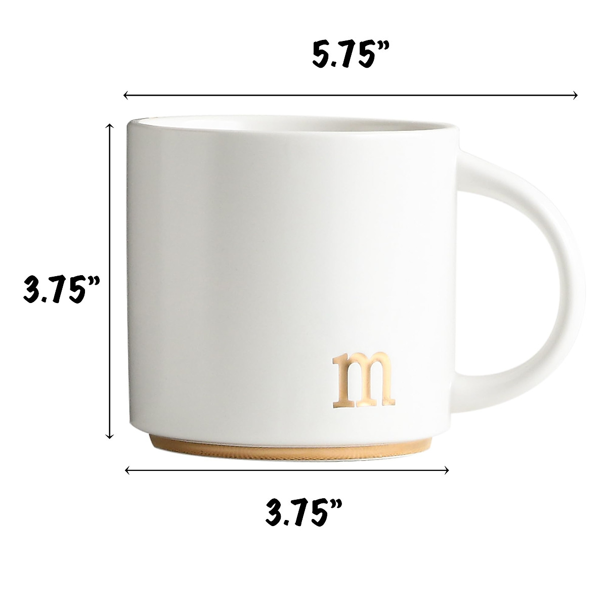 COLLECTIVE HOME - Monogram Ceramic Mugs, 15 oz Golden Initial Coffee Cups, Elegant Alphabet Tea Mugs, Elegant Personalized Mug with Gift Box, Luxurious Cups for Office and Home (m)