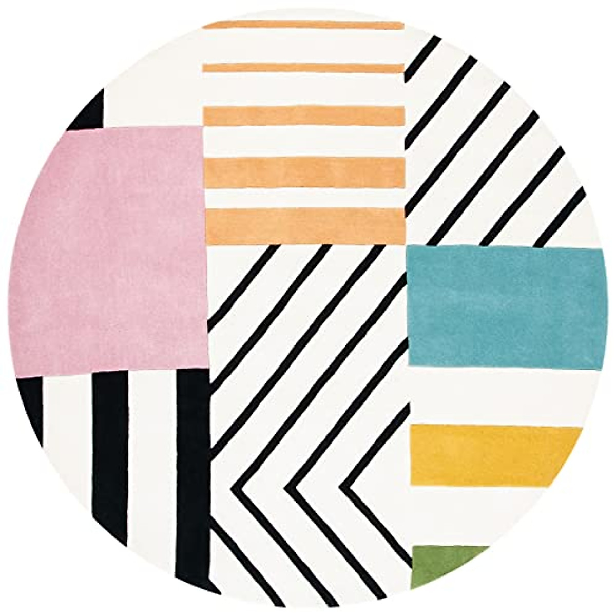 SAFAVIEH Fifth Avenue Collection 3' x 5' Ivory/Black FTV122A Handmade Mid-Century Modern Abstract Wool Area Rug