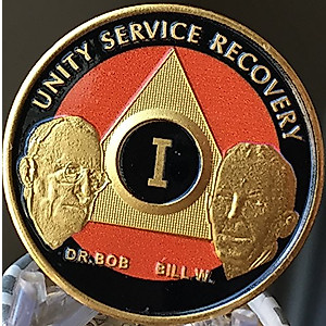 1 Year Founders AA Medallion HD Orange Black Gold Plated Bill & Bob Chip