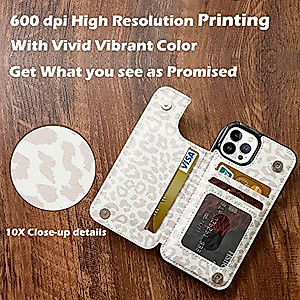 uCOLOR Flip Leather Wallet Case Card Holder for iPhone 12 Pro/12 Women and Girls with Card Holder Kickstand Marble Design Compatible with iPhone 12/iPhone 12 Pro 5G 6.1 inch (Leopard)