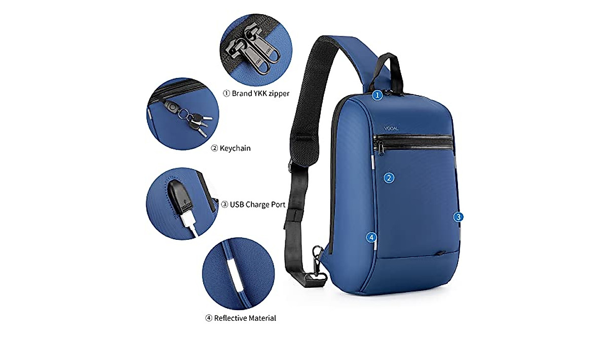 VGOAL Men's Sling Backpack: USB Port, Anti-theft, Stylish & Durable