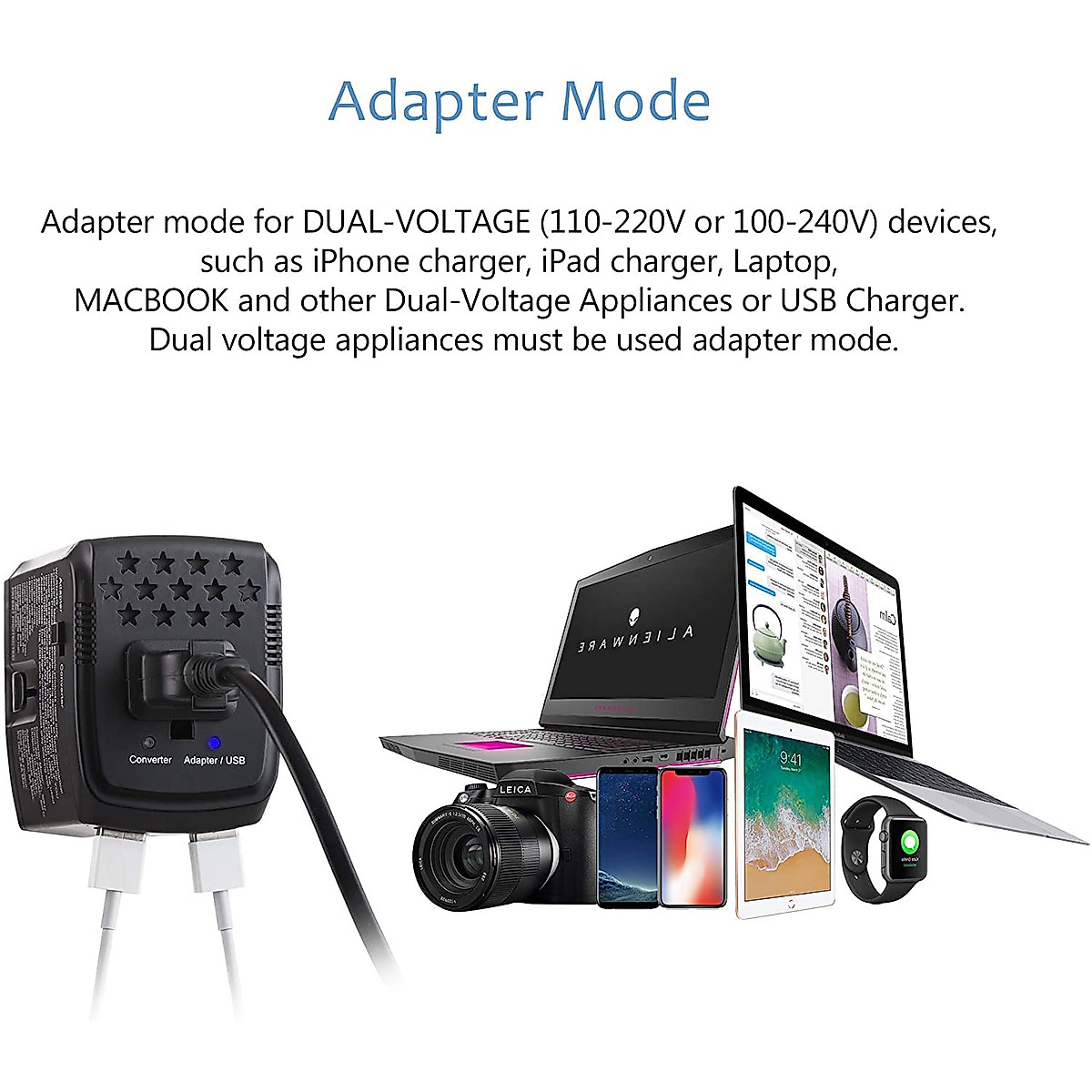 2000Watt All in One Step Down Voltage Converter 220V to 110V for Hair Dryer Steam Iron Cell Phone Laptop, Travel Plug Adapter Dual USB Combo US to Europe Israel UK Italy Spain Asia Over 160 Countries