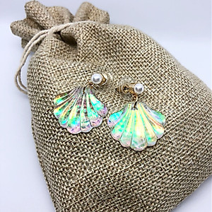 1 Pair Color Change Pearls Sea Shell Stud Earrings Beach Jewelry Gifts for Women for Halloween Party